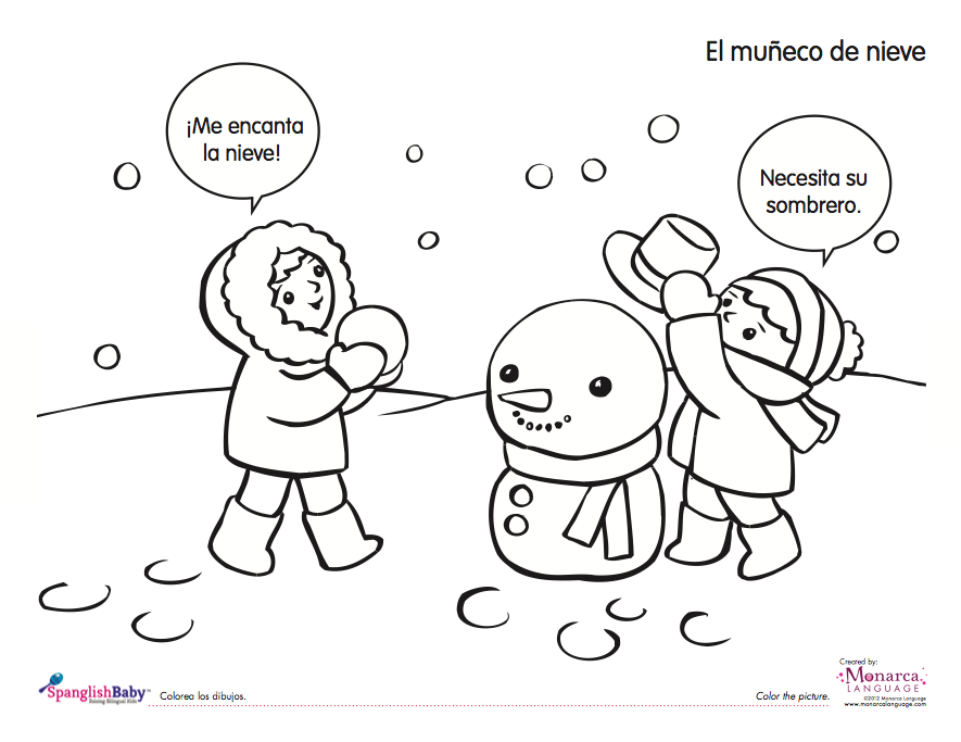 Snowman Spanish Printable SpanglishBaby